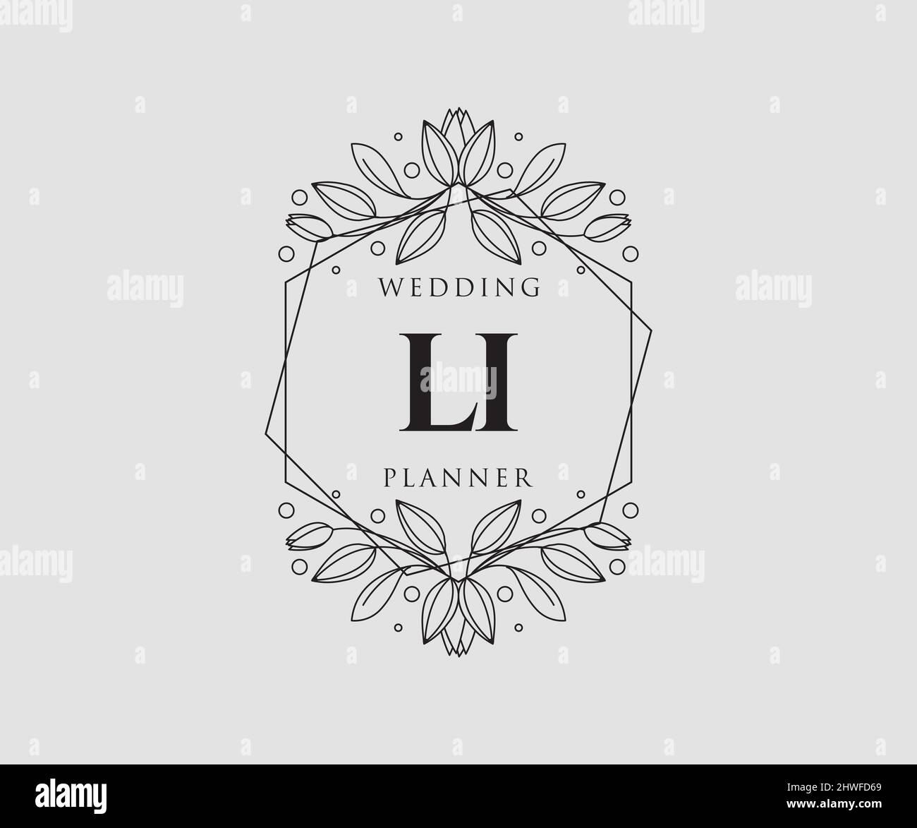 LI Initials letter Wedding monogram logos collection, hand drawn modern ...