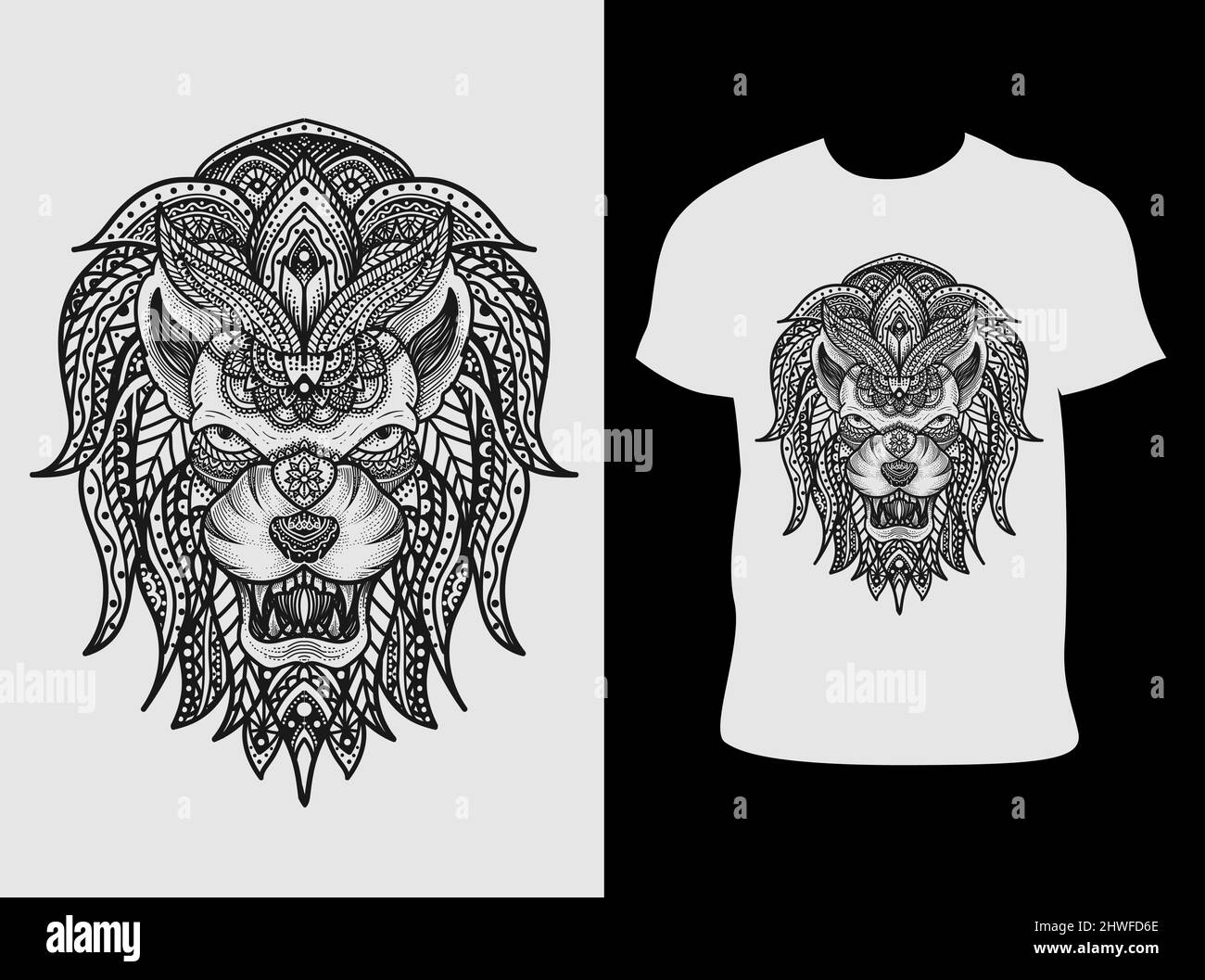 illustration vector lion head mandala zentangle Stock Vector Image ...