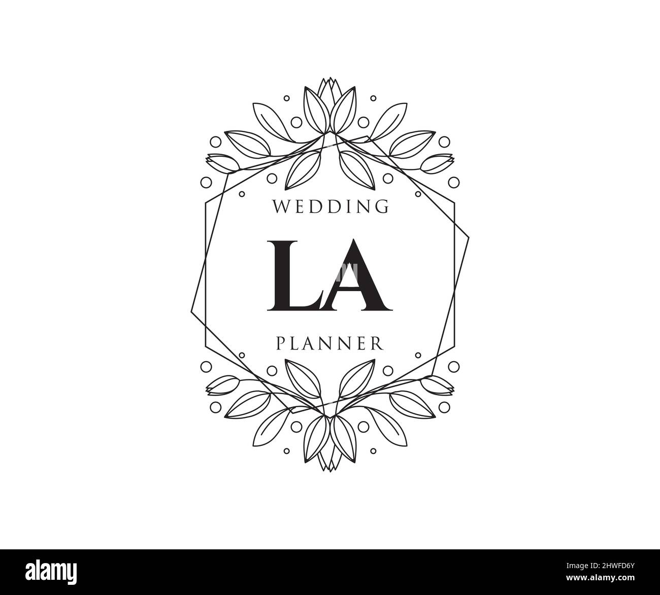 LA Initials letter Wedding monogram logos collection, hand drawn modern ...