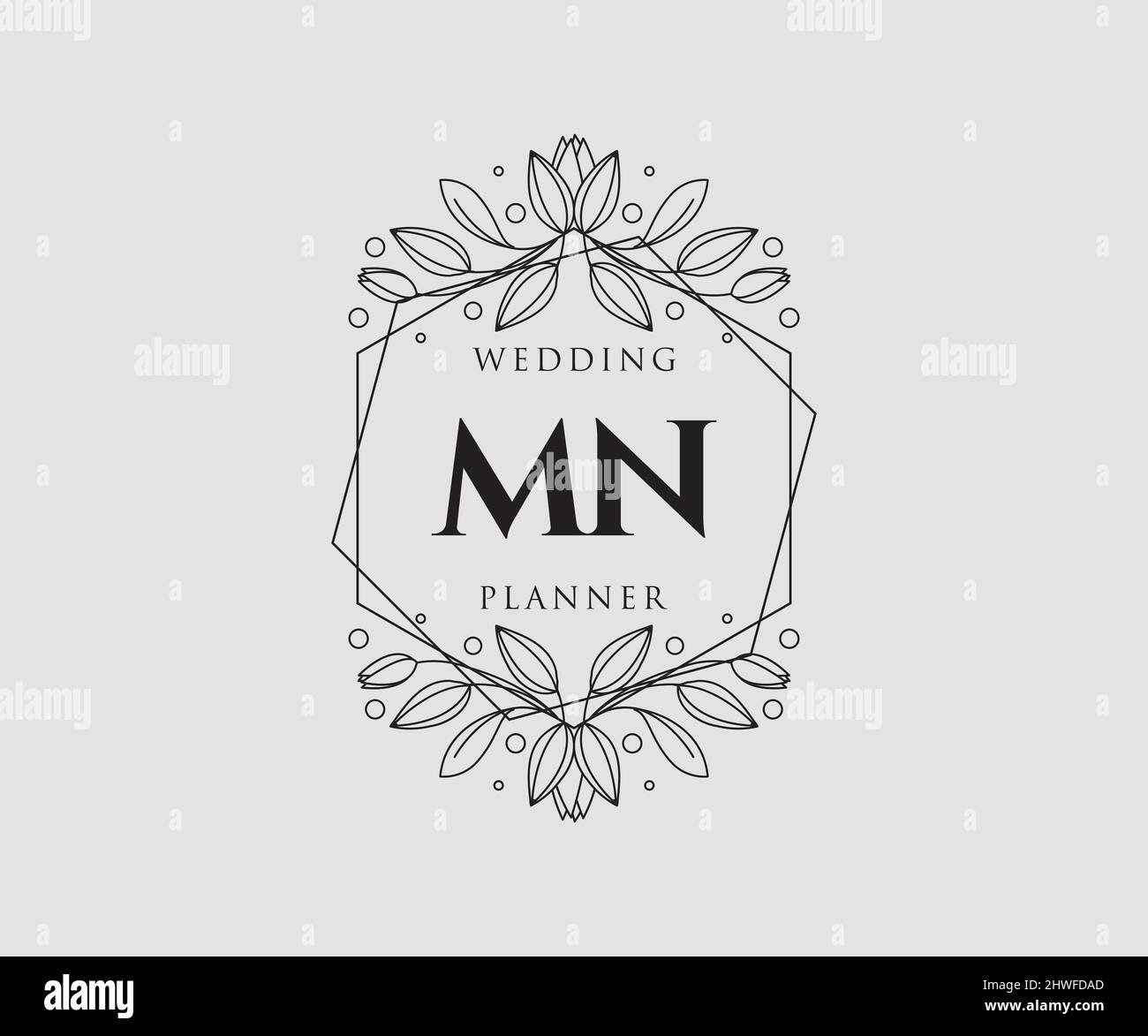 MN Initials letter Wedding monogram logos collection, hand drawn modern ...