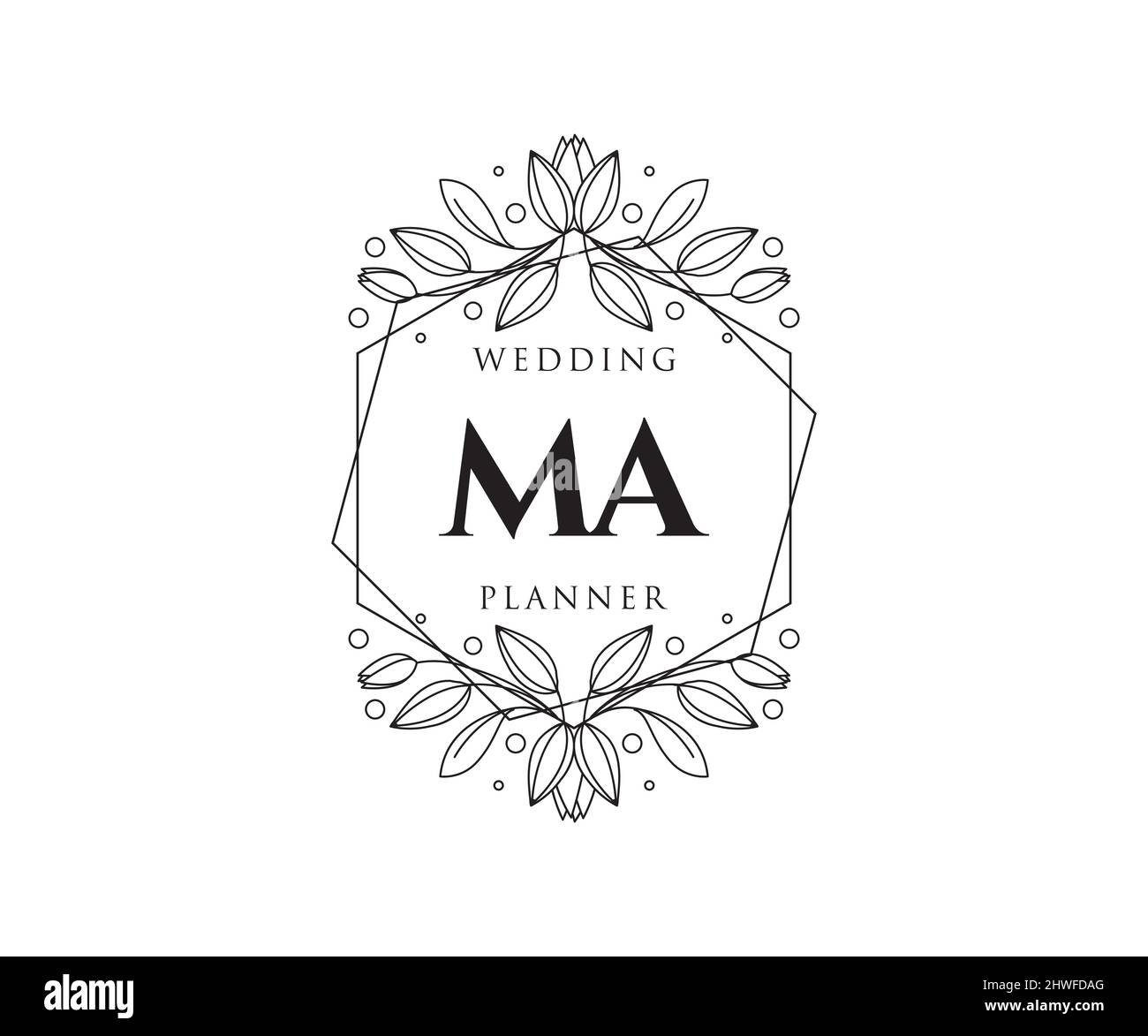 MA Initials letter Wedding monogram logos collection, hand drawn modern ...