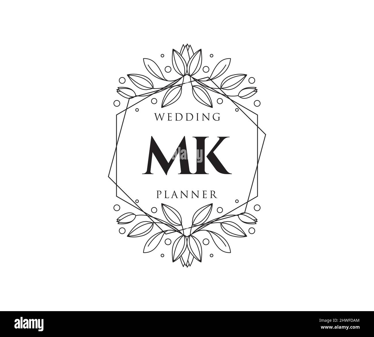 MK Initials letter Wedding monogram logos collection, hand drawn modern ...