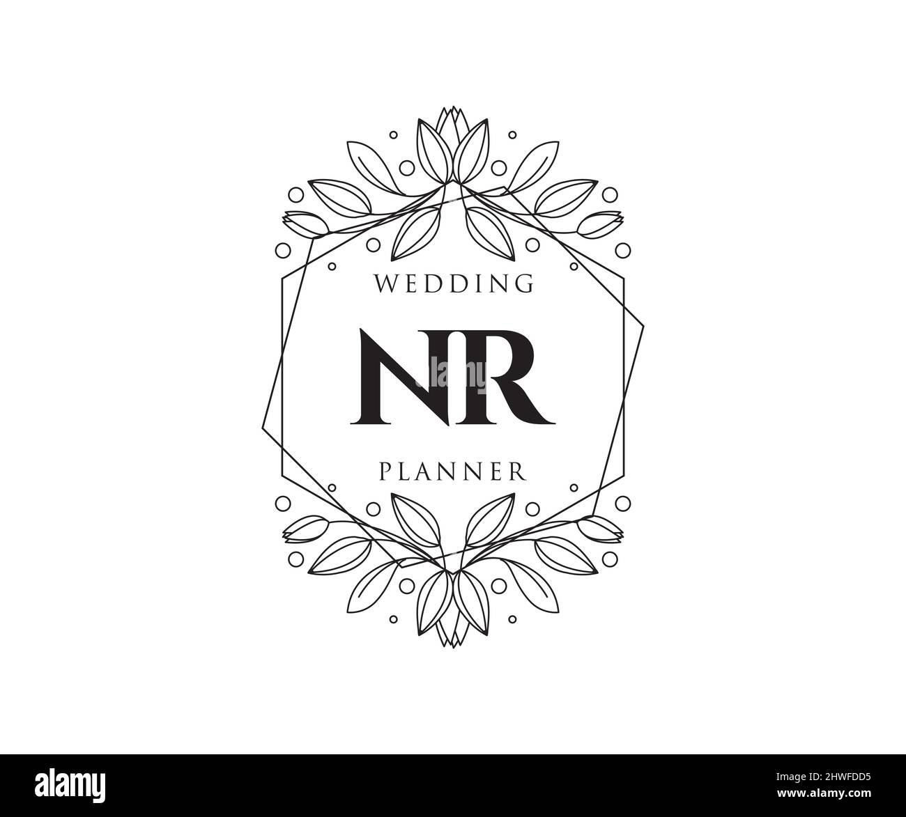 NR Initials letter Wedding monogram logos collection, hand drawn modern ...