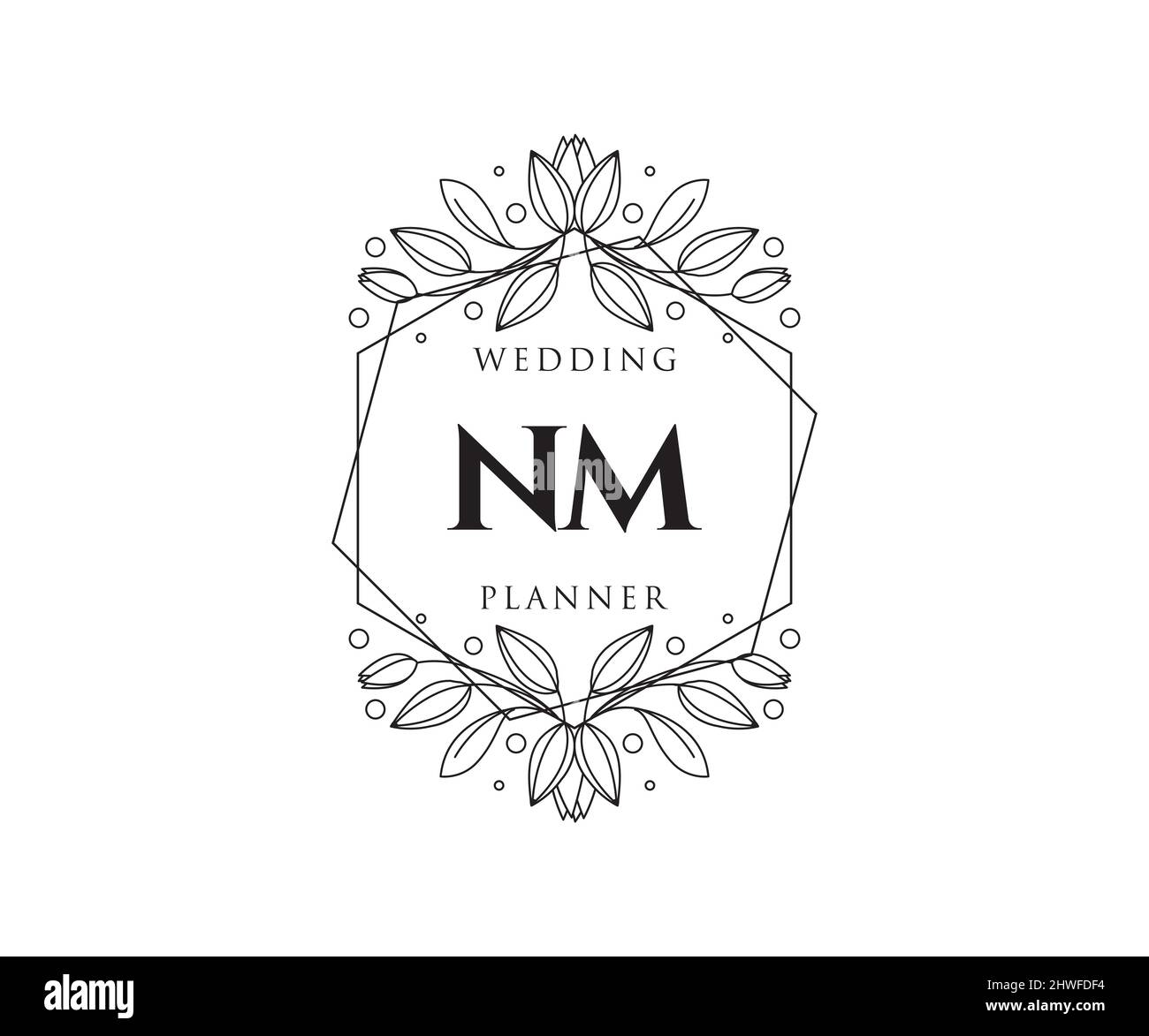 NM Initials letter Wedding monogram logos collection, hand drawn modern ...