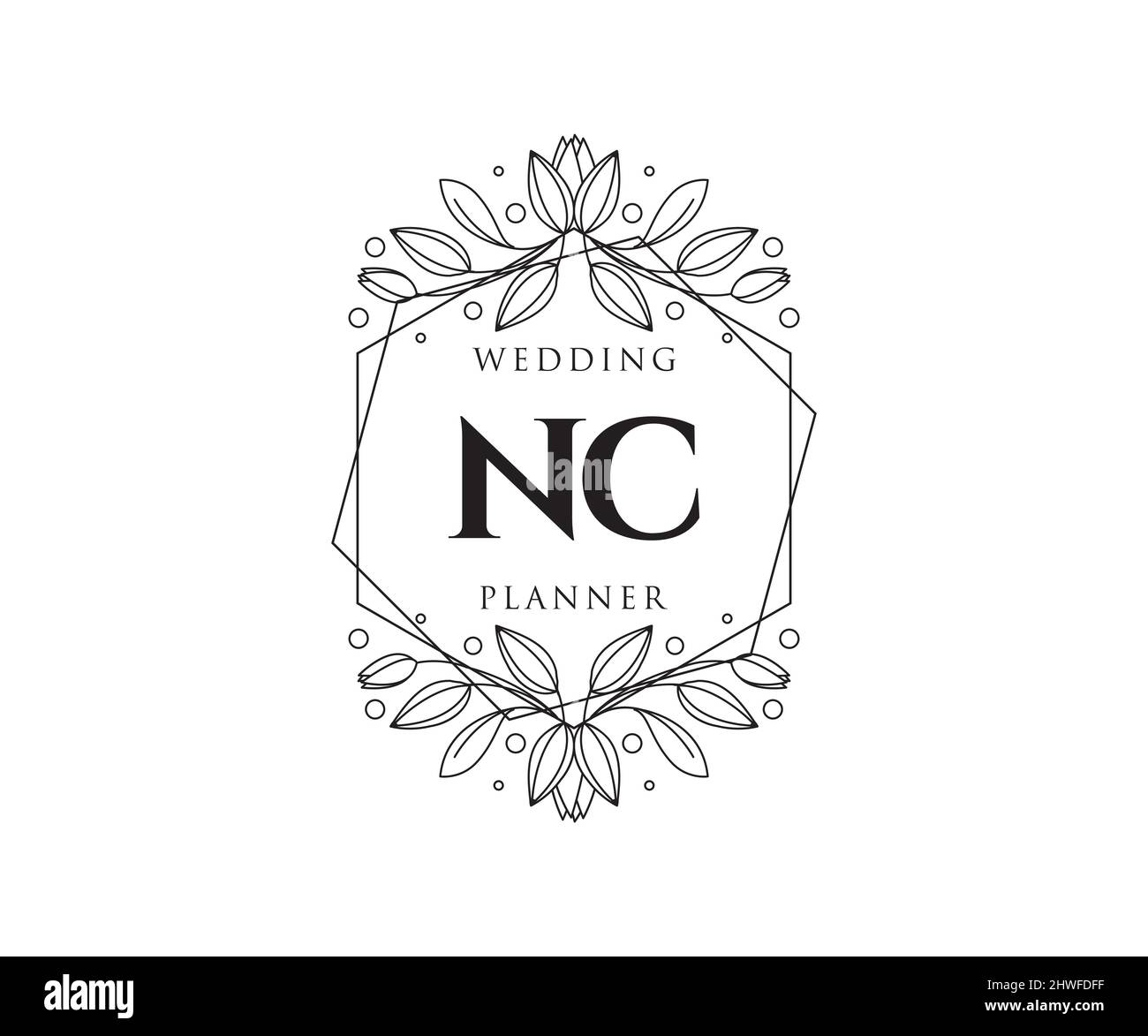 NC Initials letter Wedding monogram logos collection, hand drawn modern ...