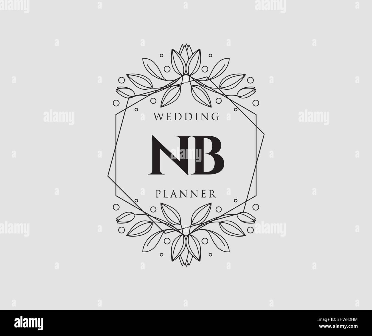 NB Initials letter Wedding monogram logos collection, hand drawn modern ...