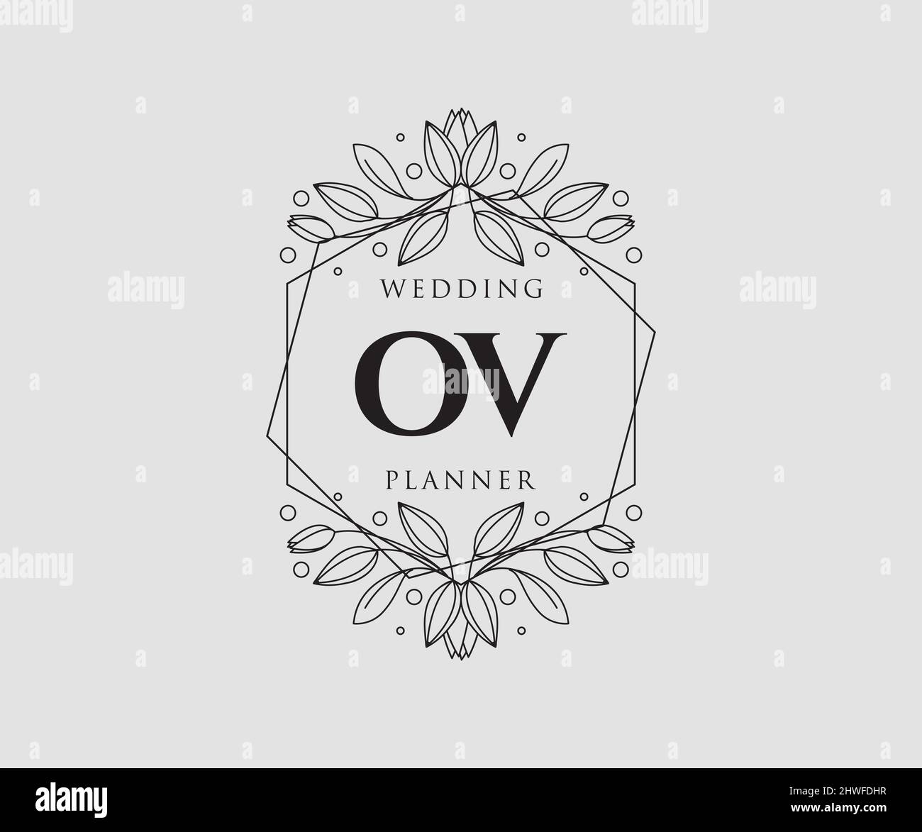 OV Initials letter Wedding monogram logos collection, hand drawn modern ...