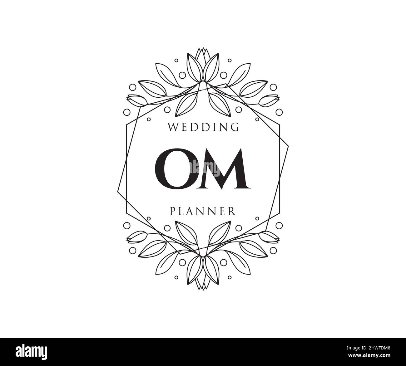 OM Initials letter Wedding monogram logos collection, hand drawn modern ...