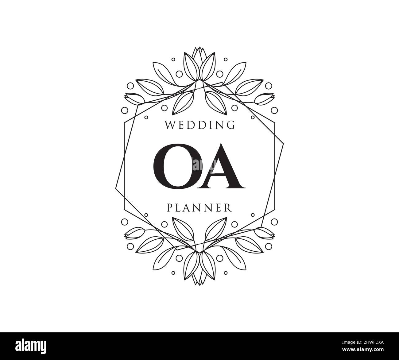 OA Initials letter Wedding monogram logos collection, hand drawn modern ...