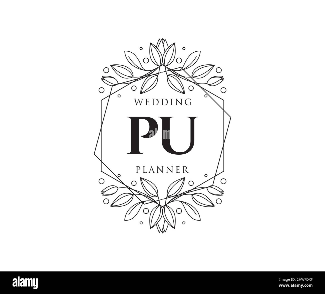 PU Initials letter Wedding monogram logos collection, hand drawn modern ...