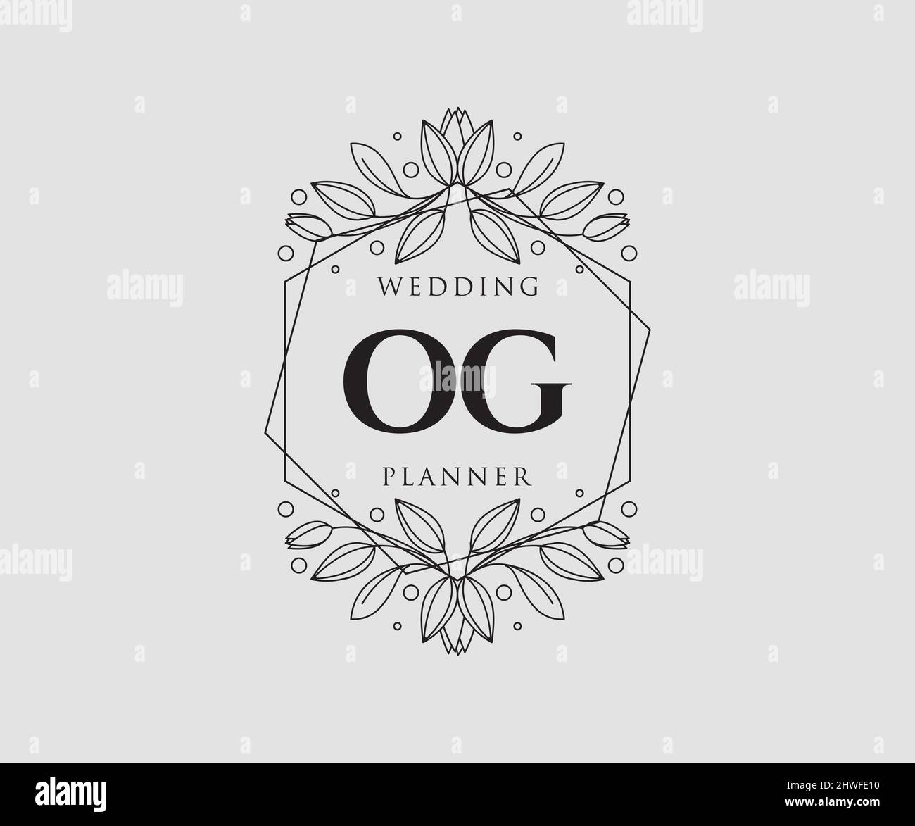 OG Initials letter Wedding monogram logos collection, hand drawn modern ...