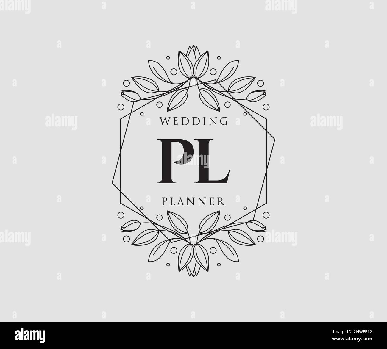 PL Initials letter Wedding monogram logos collection, hand drawn modern ...