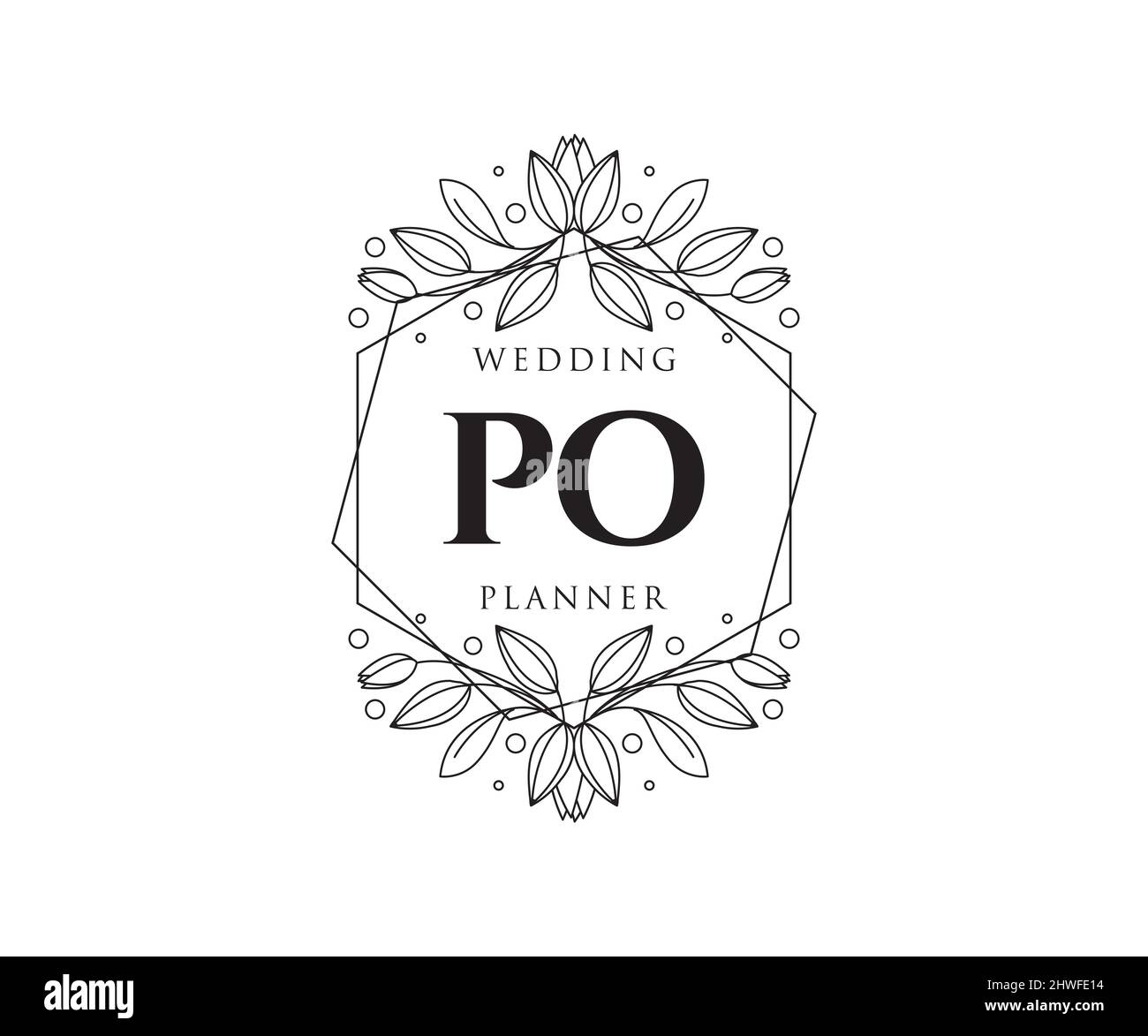 PO Initials letter Wedding monogram logos collection, hand drawn modern ...