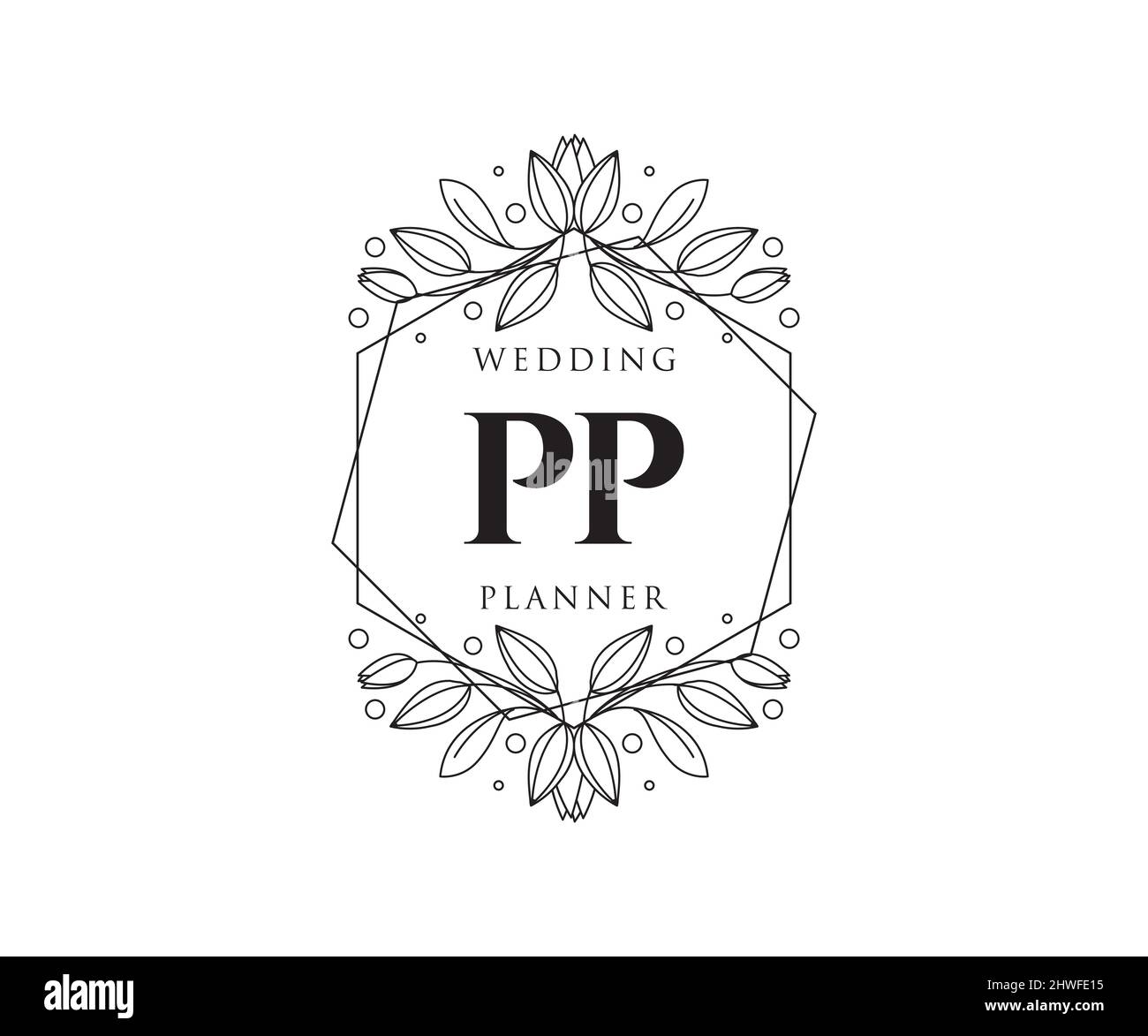 PP Initials letter Wedding monogram logos collection, hand drawn modern ...