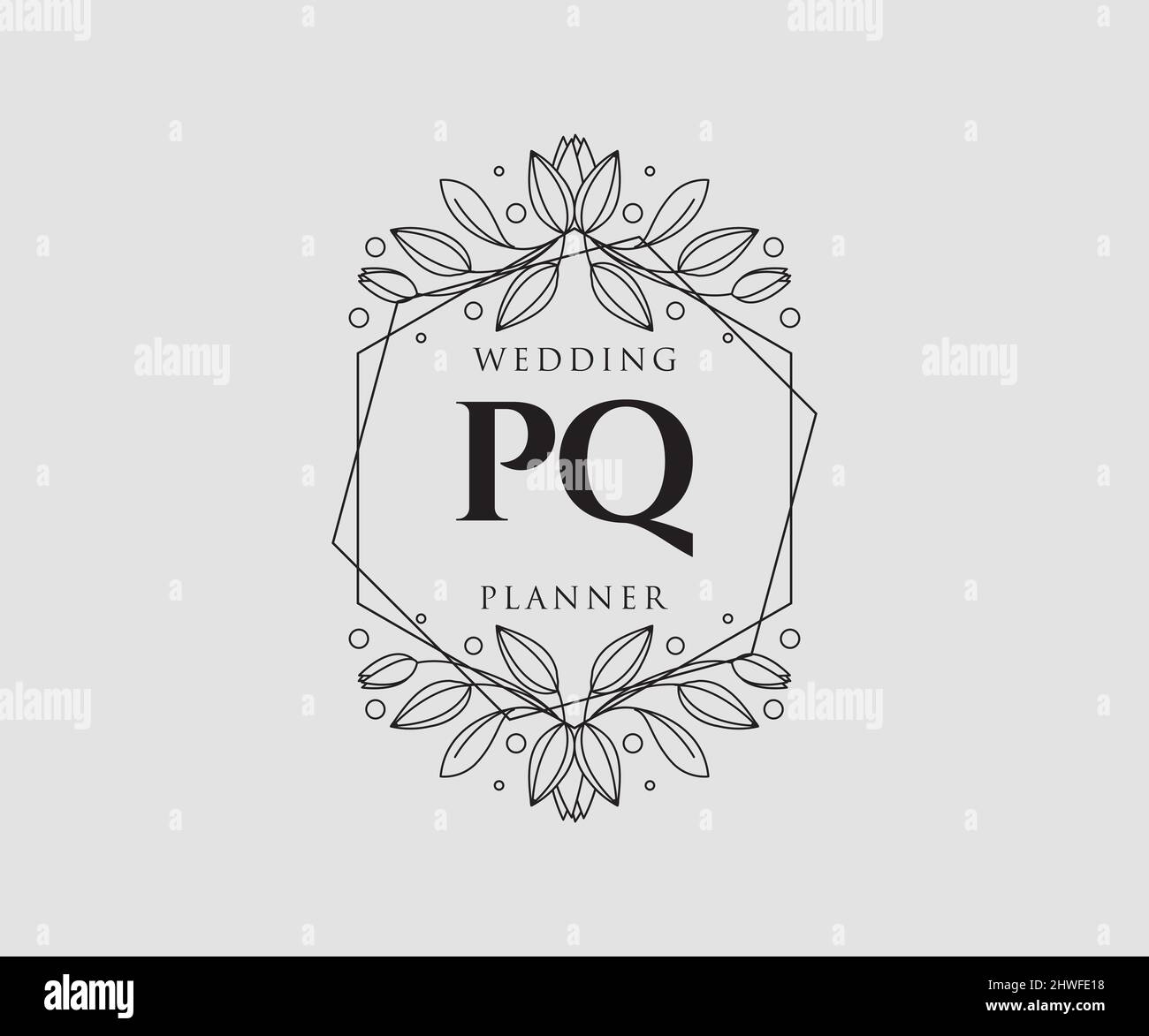 PQ Initials letter Wedding monogram logos collection, hand drawn modern ...