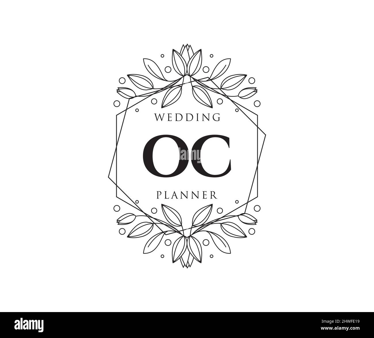 OC Initials letter Wedding monogram logos collection, hand drawn modern ...