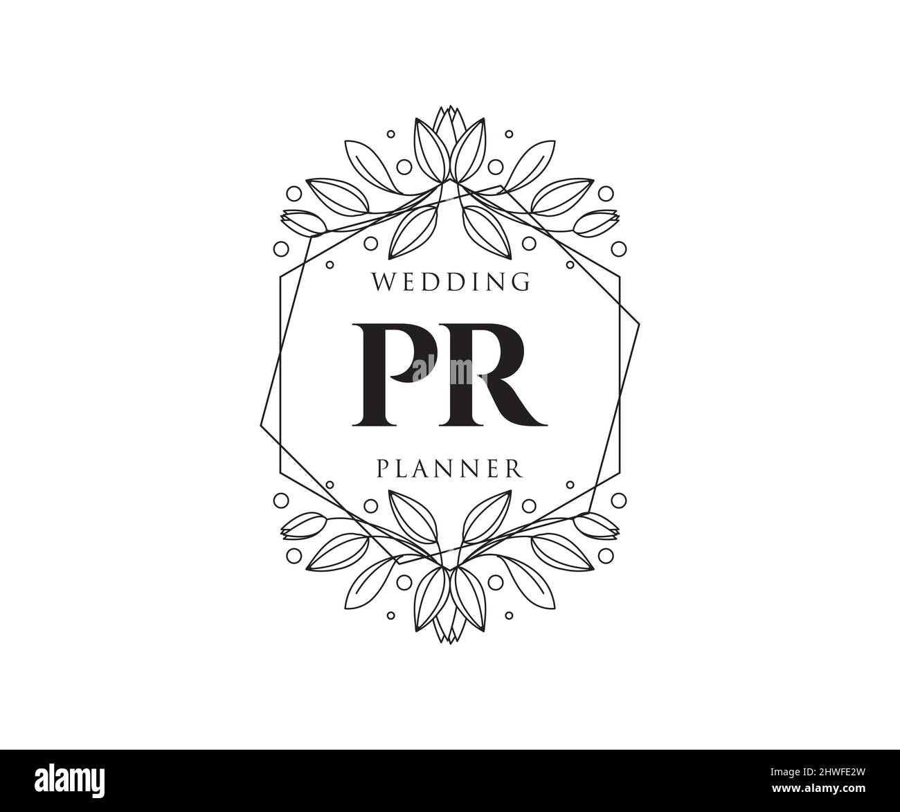PR Initials letter Wedding monogram logos collection, hand drawn modern ...