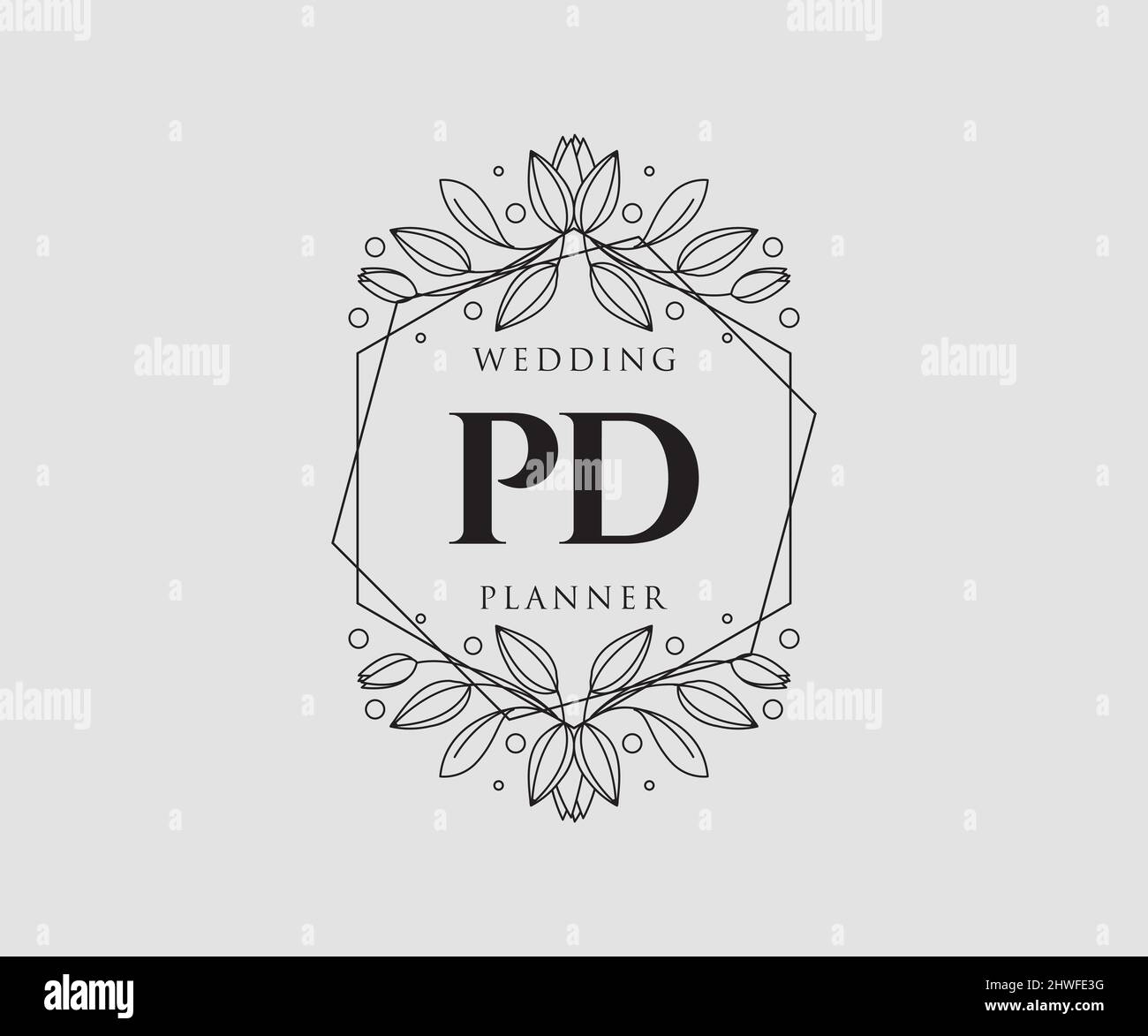 PD Initials letter Wedding monogram logos collection, hand drawn modern ...