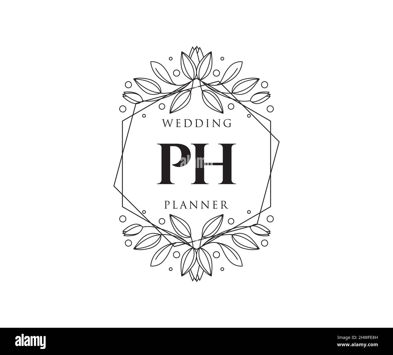 PH Initials letter Wedding monogram logos collection, hand drawn modern ...