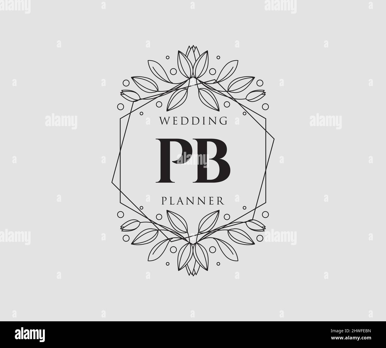 PB Initials letter Wedding monogram logos collection, hand drawn modern ...