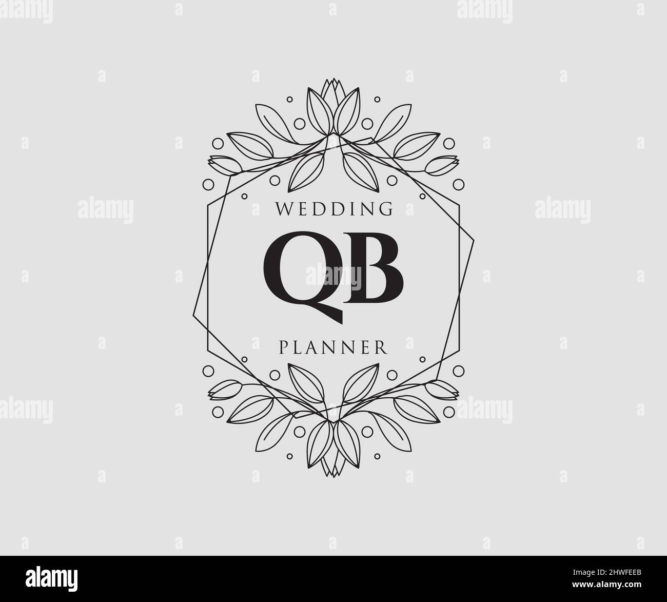 QB Initials letter Wedding monogram logos collection, hand drawn modern minimalistic and floral ...
