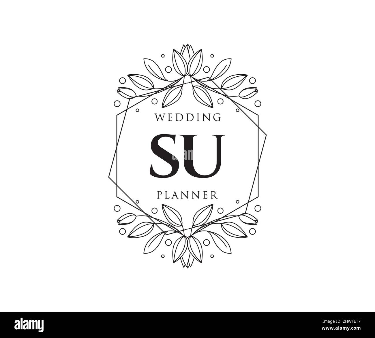 SU Initials letter Wedding monogram logos collection, hand drawn modern ...