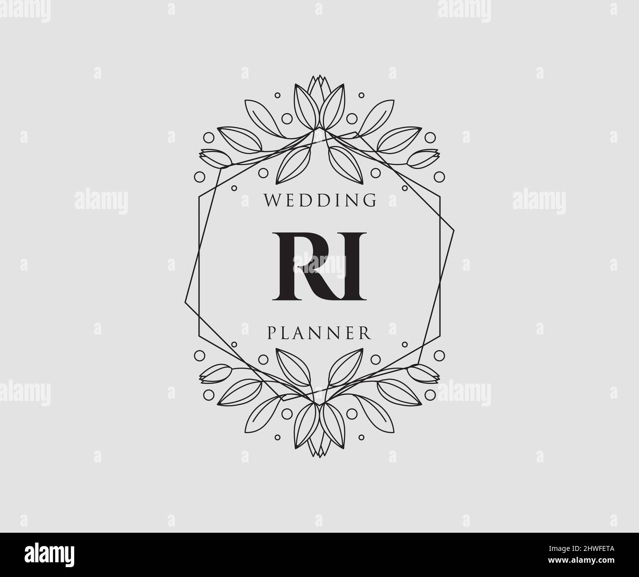 RI Initials letter Wedding monogram logos collection, hand drawn modern ...