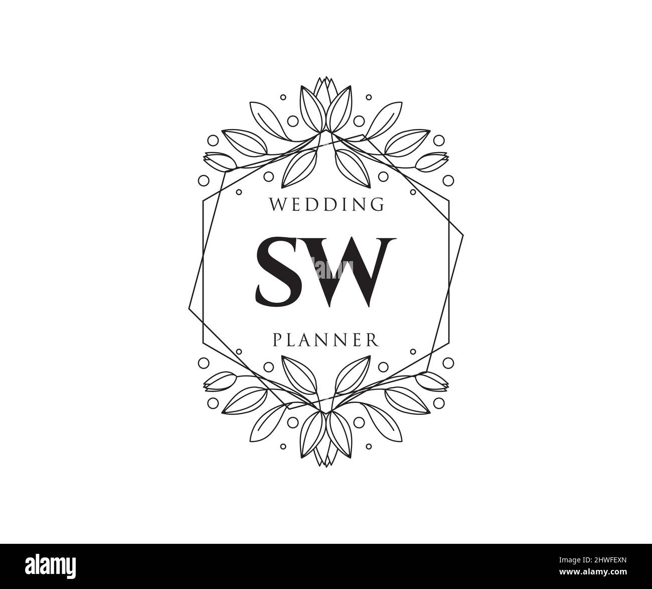 SW Initials letter Wedding monogram logos collection, hand drawn modern ...