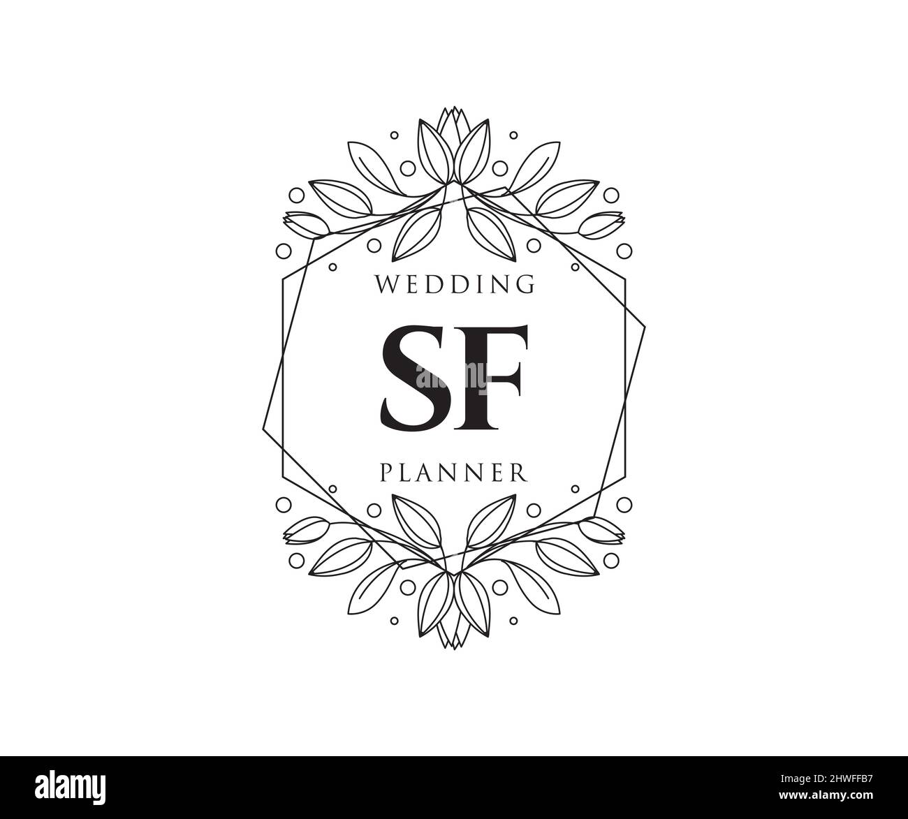 SF Initials letter Wedding monogram logos collection, hand drawn modern ...