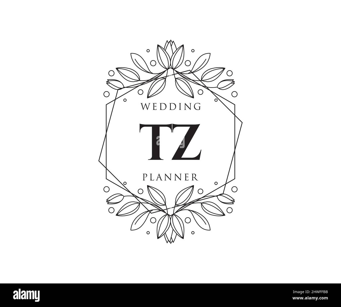TZ Initials letter Wedding monogram logos collection, hand drawn modern ...