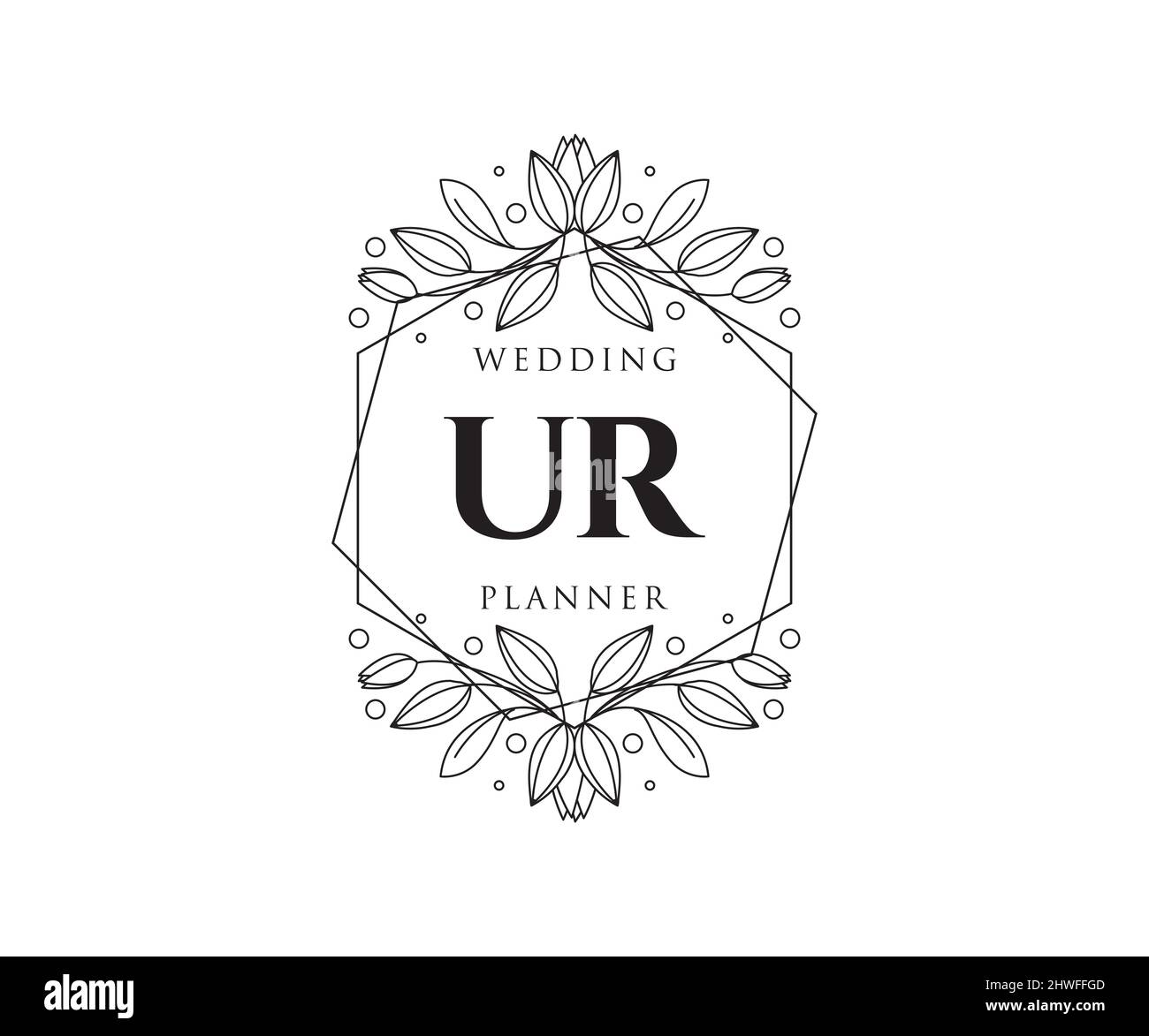 UR Initials letter Wedding monogram logos collection, hand drawn modern ...