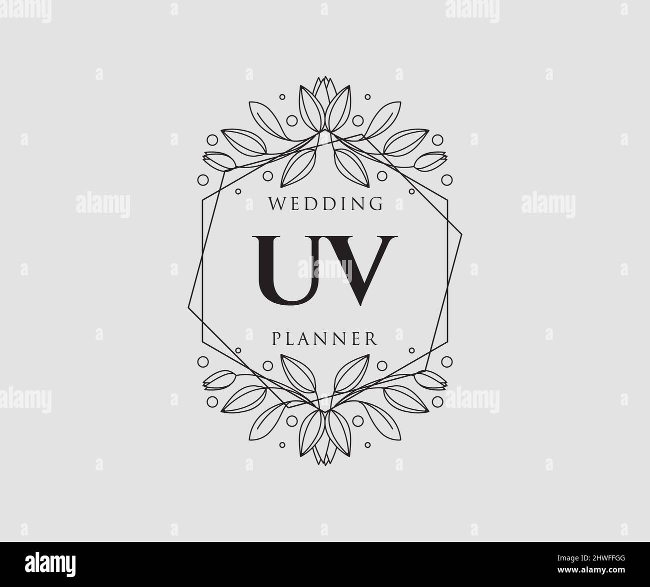 UV Initials letter Wedding monogram logos collection, hand drawn modern ...