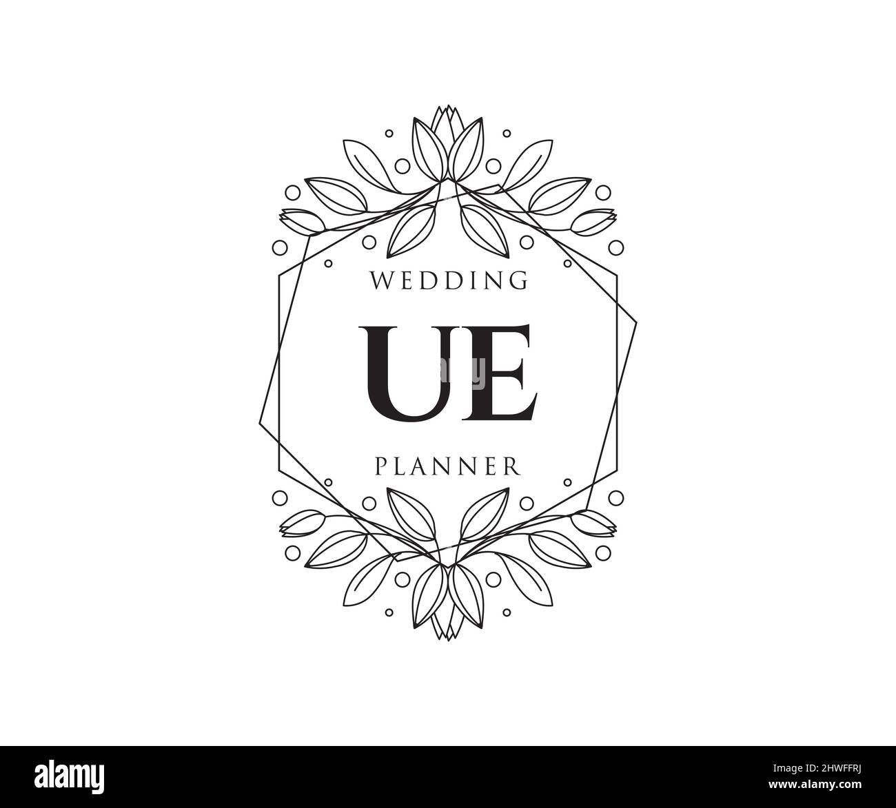UE Initials letter Wedding monogram logos collection, hand drawn modern ...