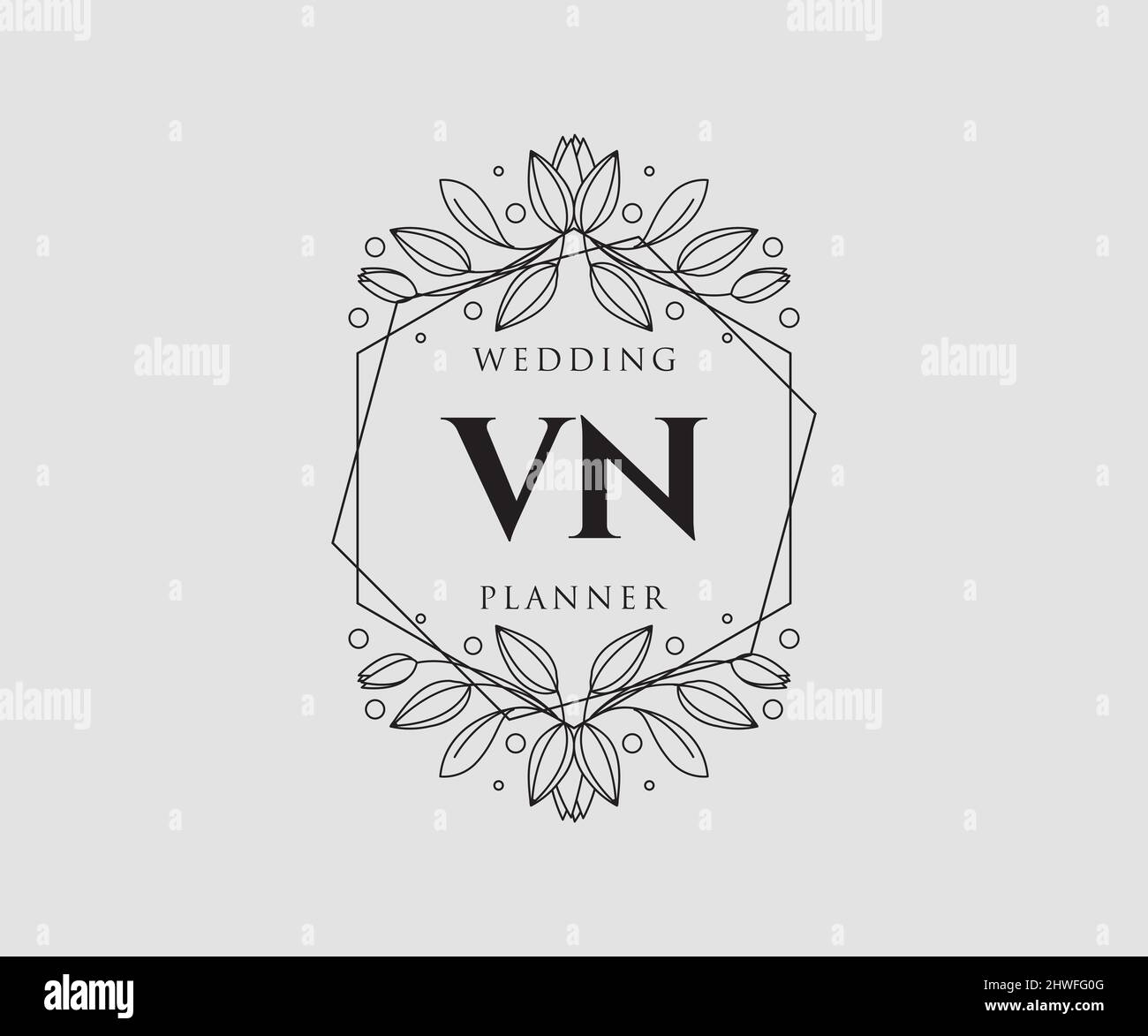 VN Initials letter Wedding monogram logos collection, hand drawn modern minimalistic and floral ...