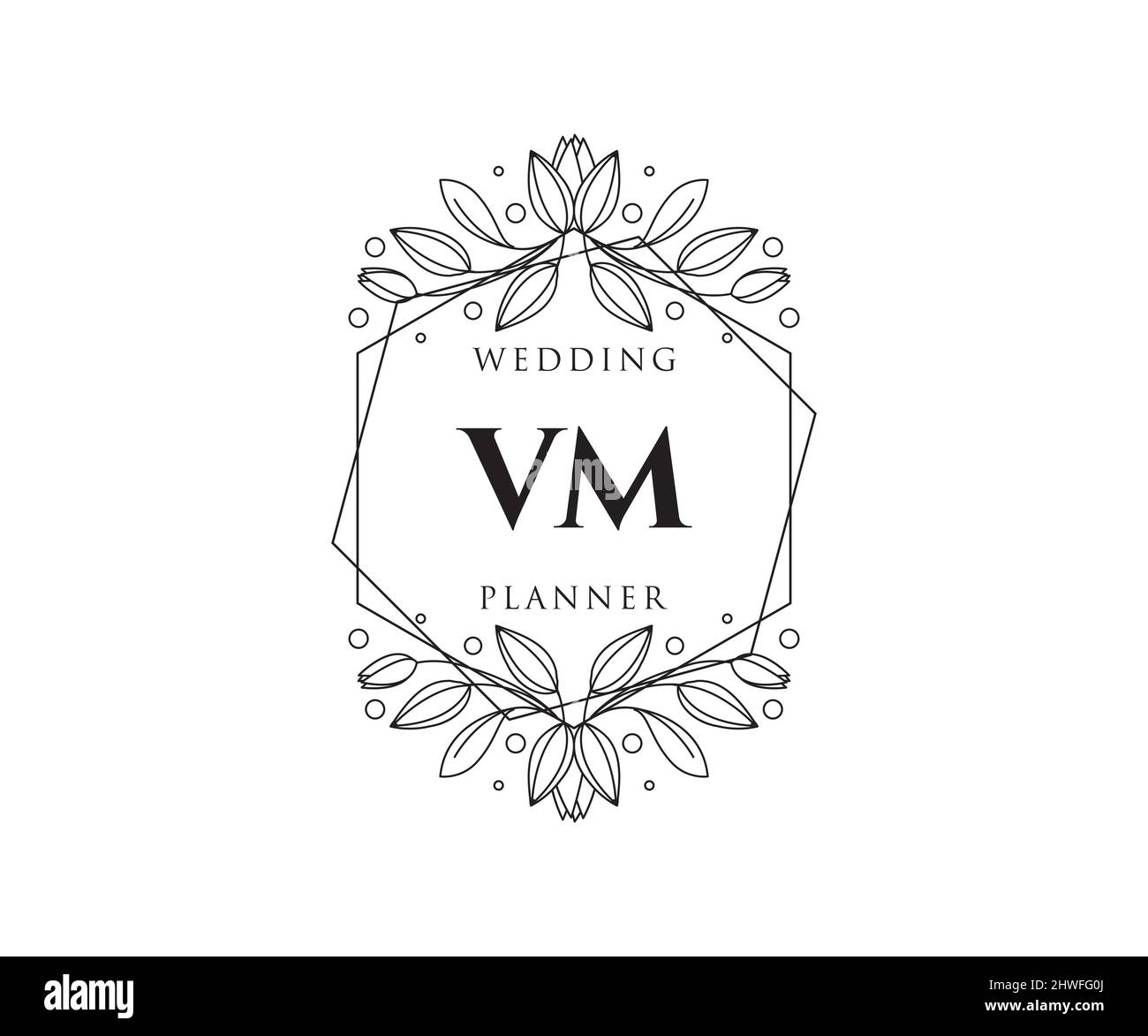 VM Initials letter Wedding monogram logos collection, hand drawn modern ...