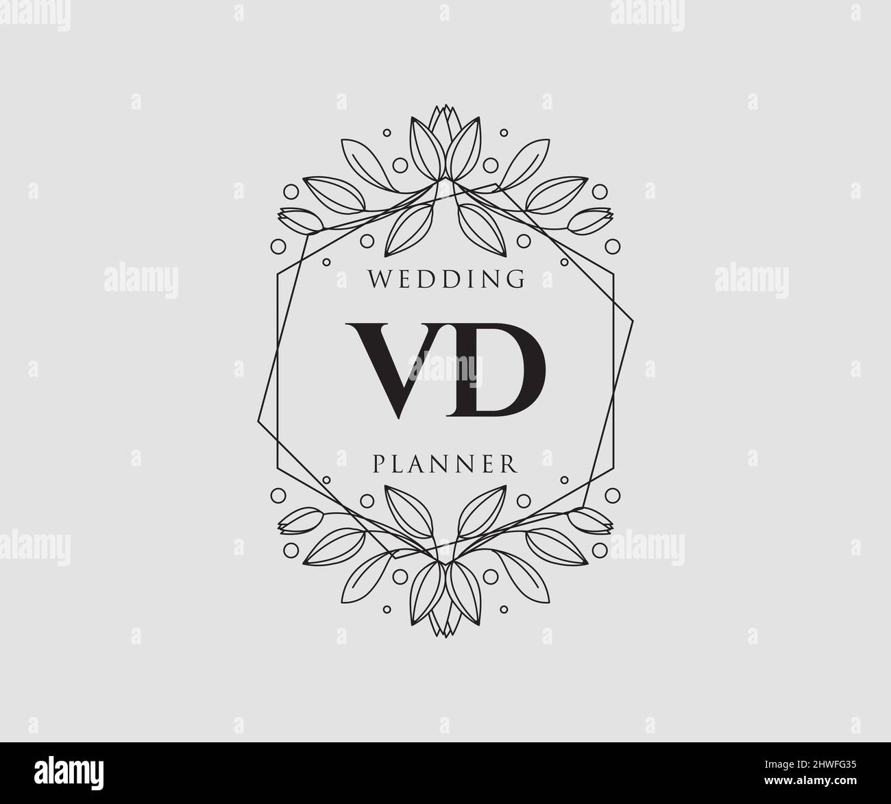 VD Initials letter Wedding monogram logos collection, hand drawn modern ...