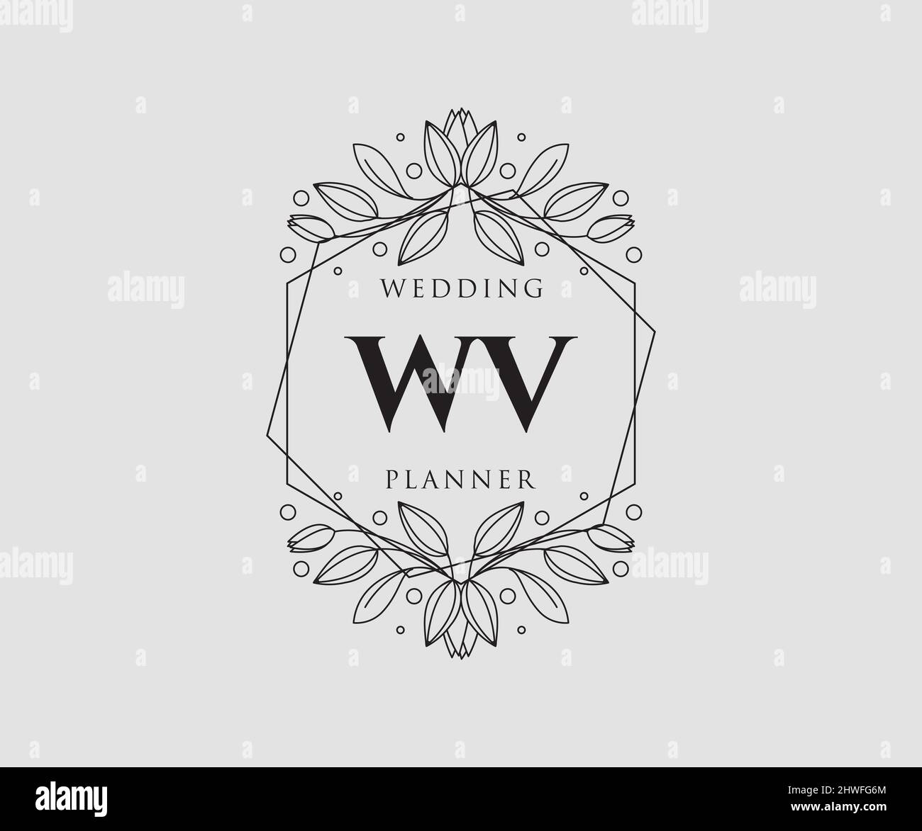 WV Initials letter Wedding monogram logos collection, hand drawn modern ...