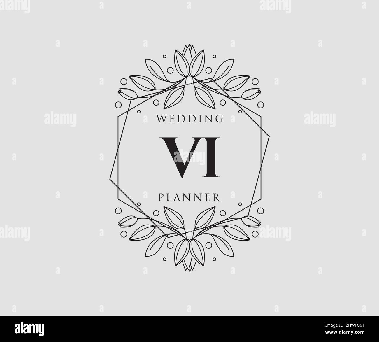 VI Initials letter Wedding monogram logos collection, hand drawn modern ...