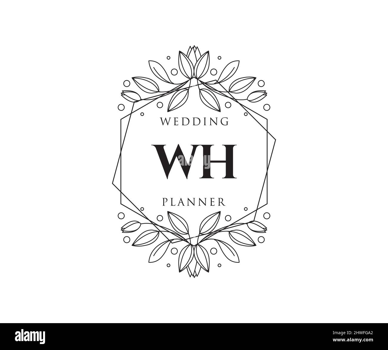 WH Initials letter Wedding monogram logos collection, hand drawn modern ...