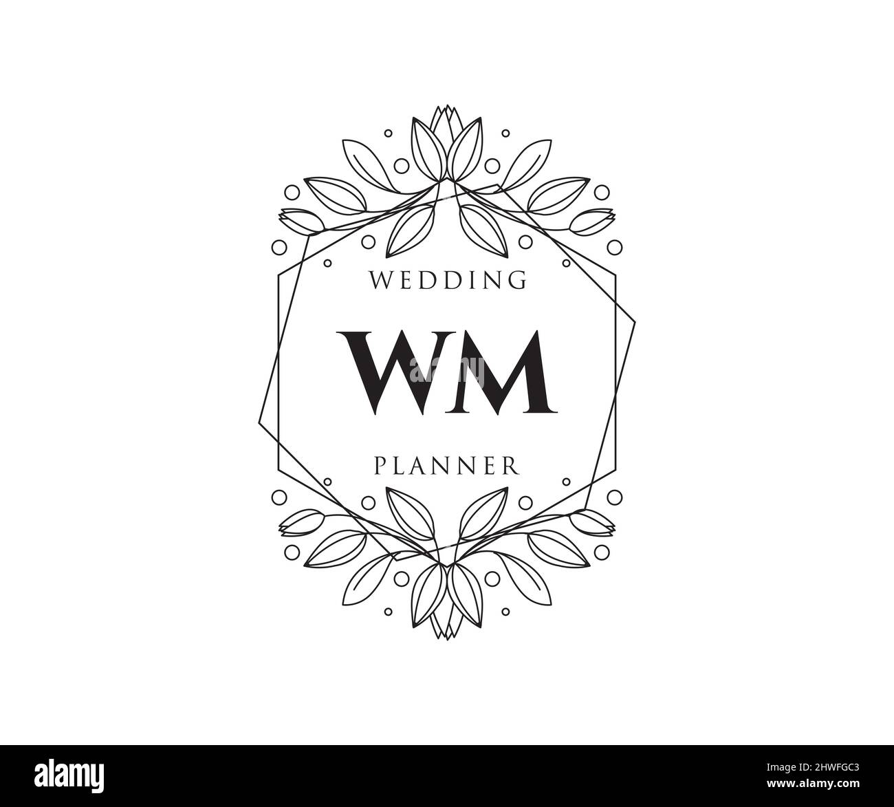 WM Initials letter Wedding monogram logos collection, hand drawn modern ...