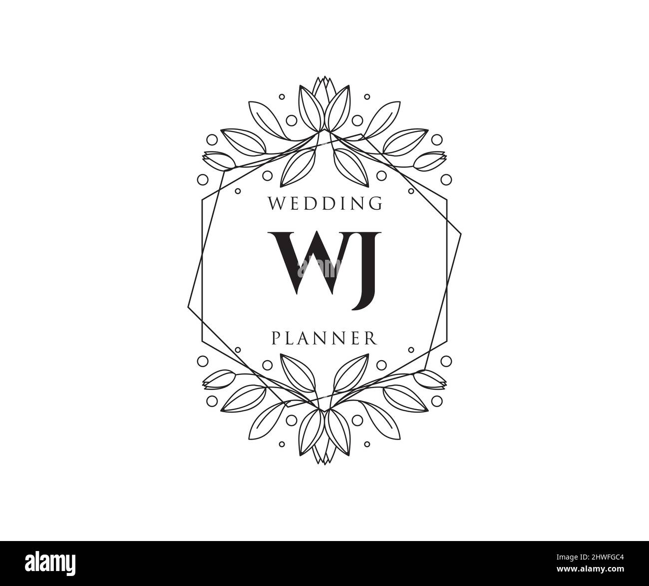 WJ Initials letter Wedding monogram logos collection, hand drawn modern ...