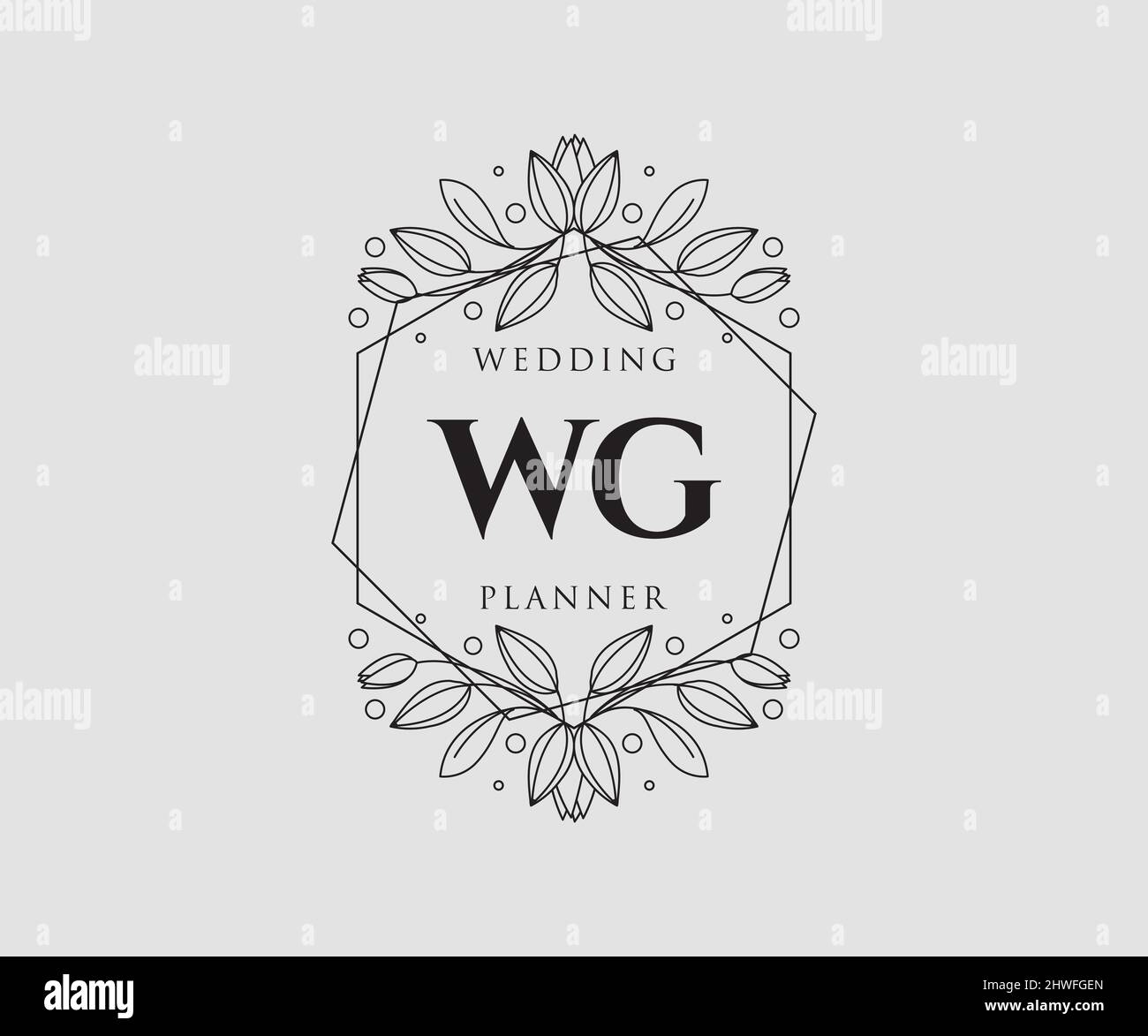 WG Initials letter Wedding monogram logos collection, hand drawn modern ...
