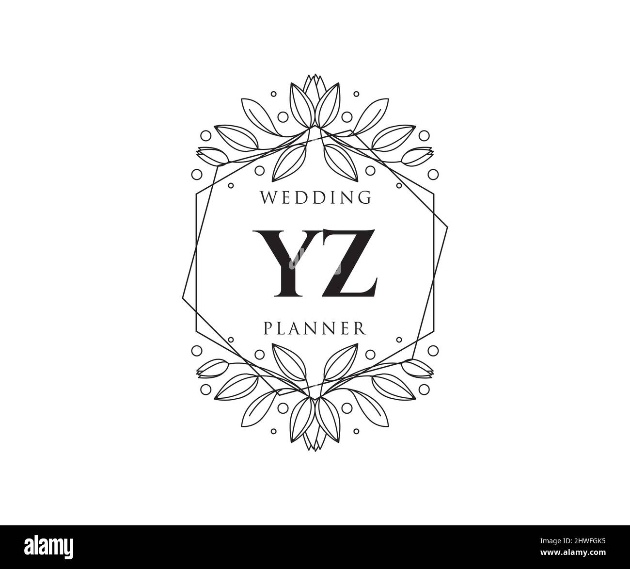 YZ Initials letter Wedding monogram logos collection, hand drawn modern ...