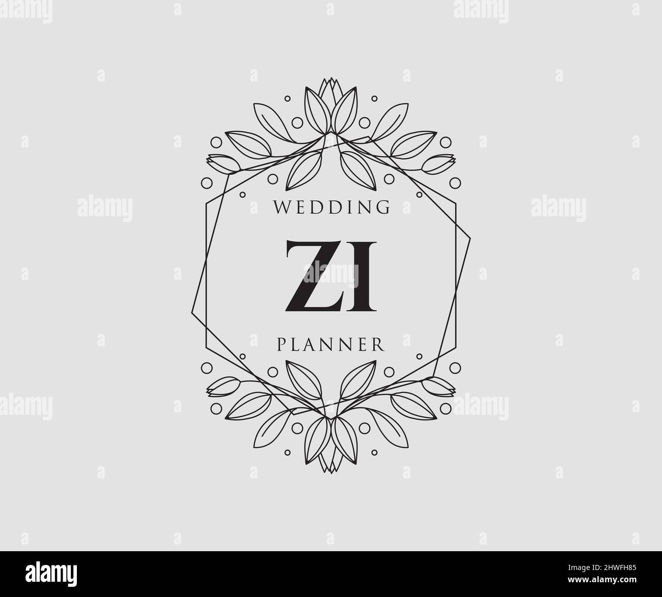 ZI Initials letter Wedding monogram logos collection, hand drawn modern ...