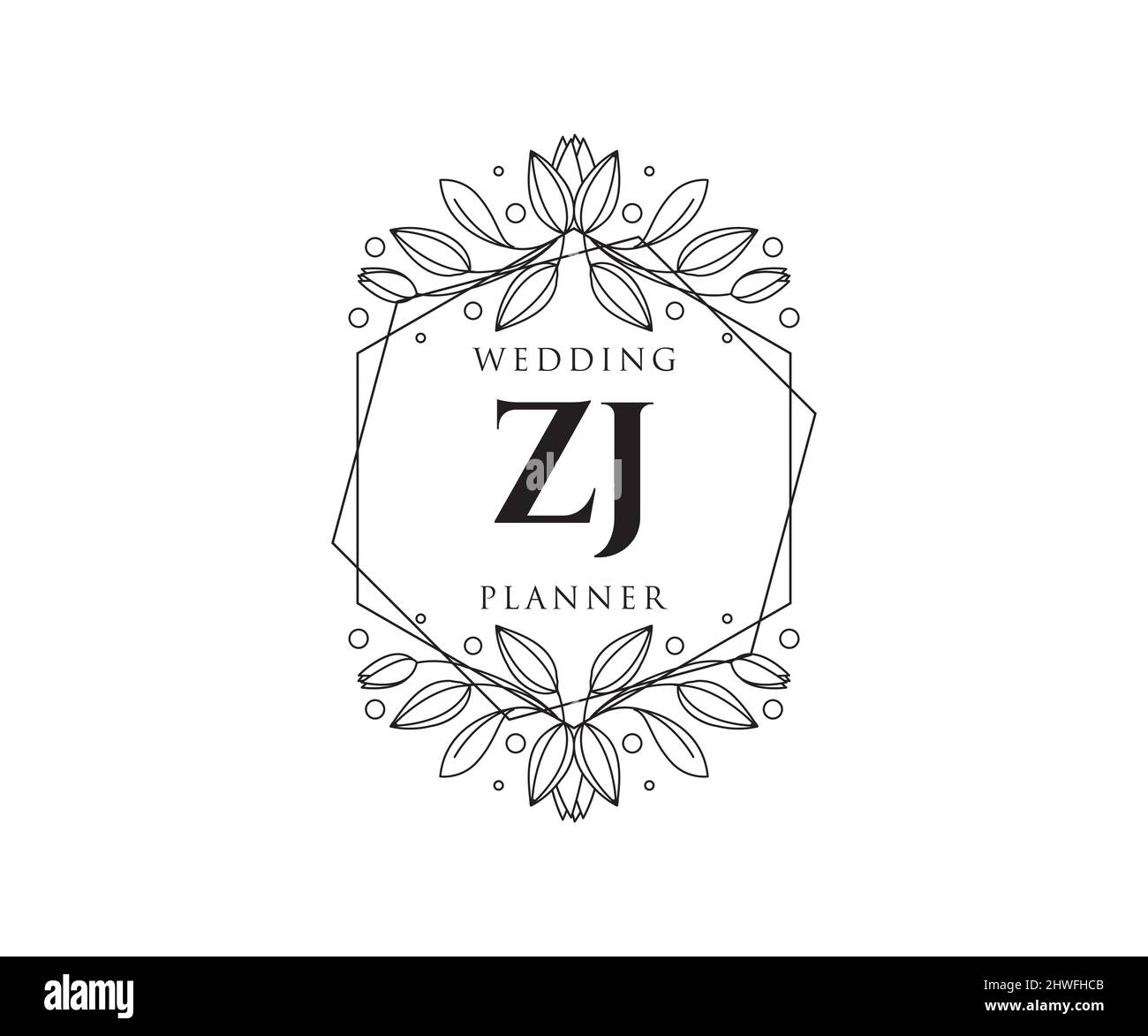 ZJ Initials letter Wedding monogram logos collection, hand drawn modern ...
