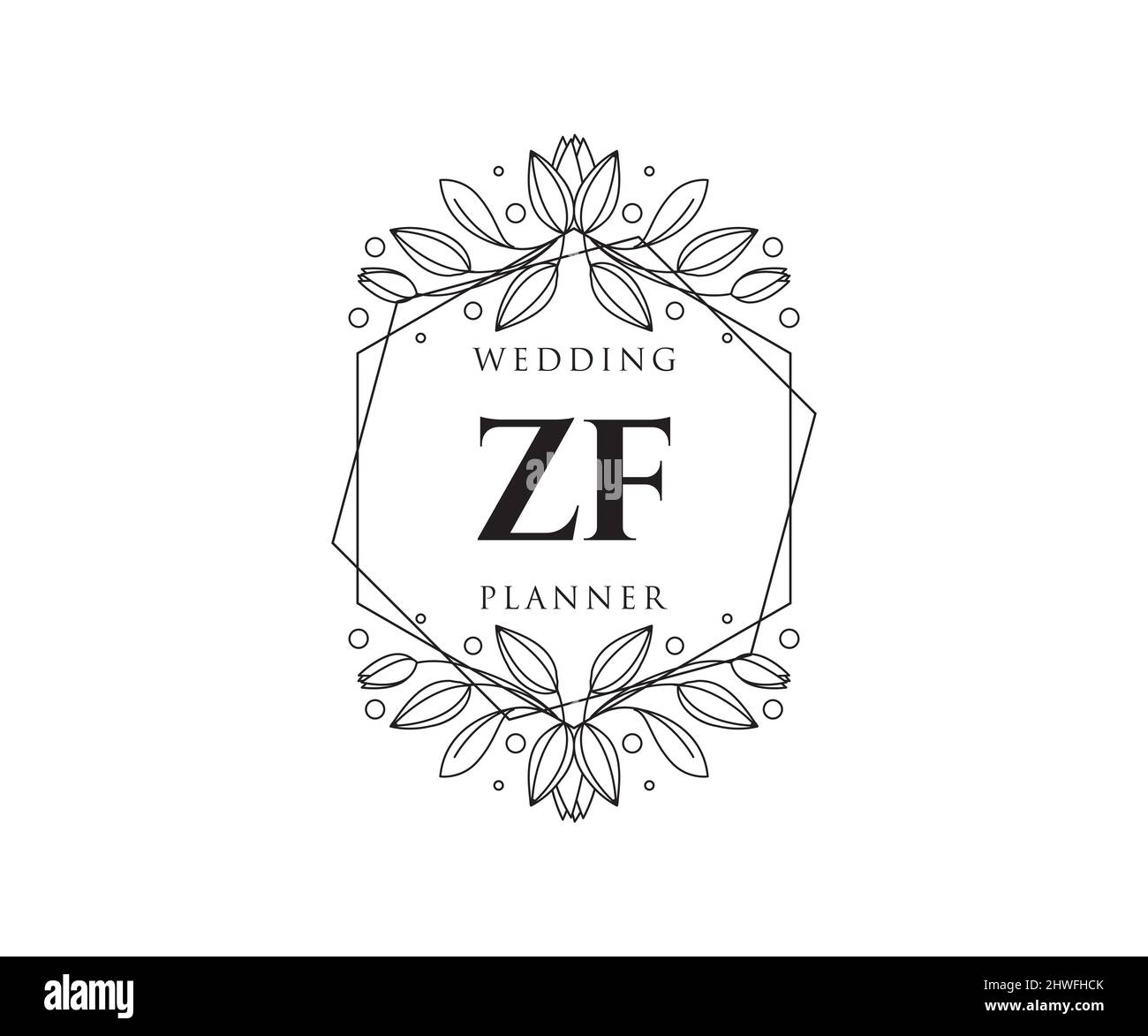ZF Initials letter Wedding monogram logos collection, hand drawn modern ...