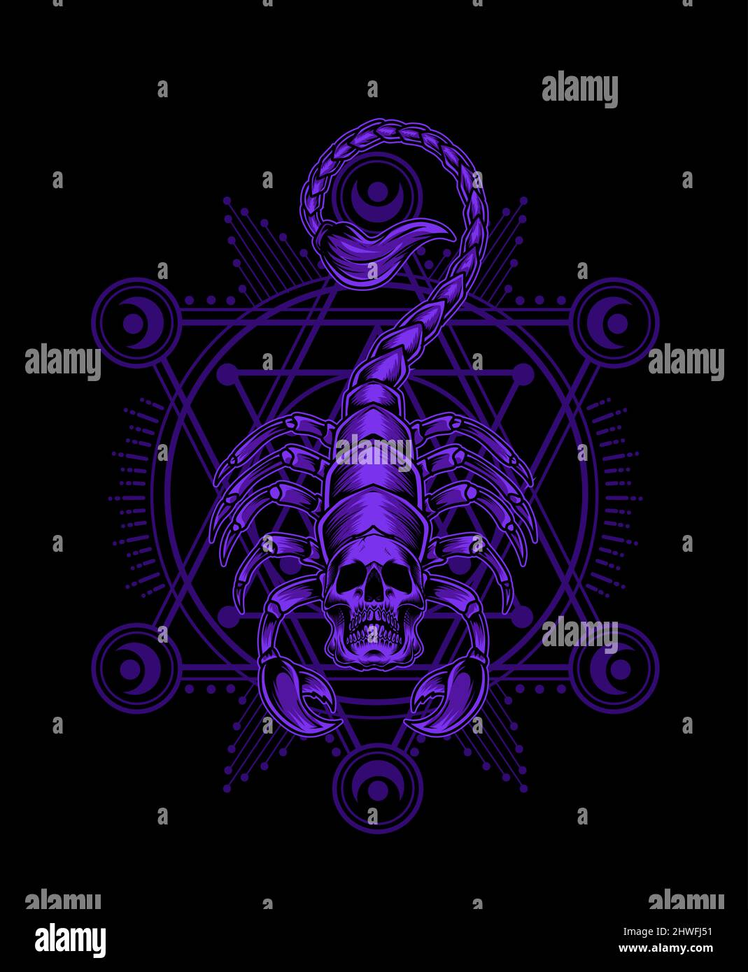 illustration vector scorpion skull with sacred geometry Stock Vector ...