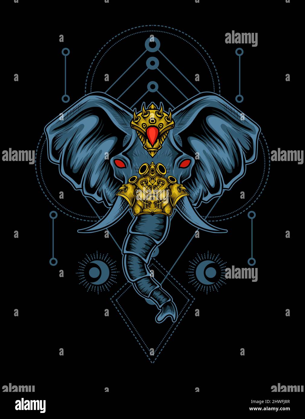 illustration vector elephant head with sacred geometry Stock Vector ...