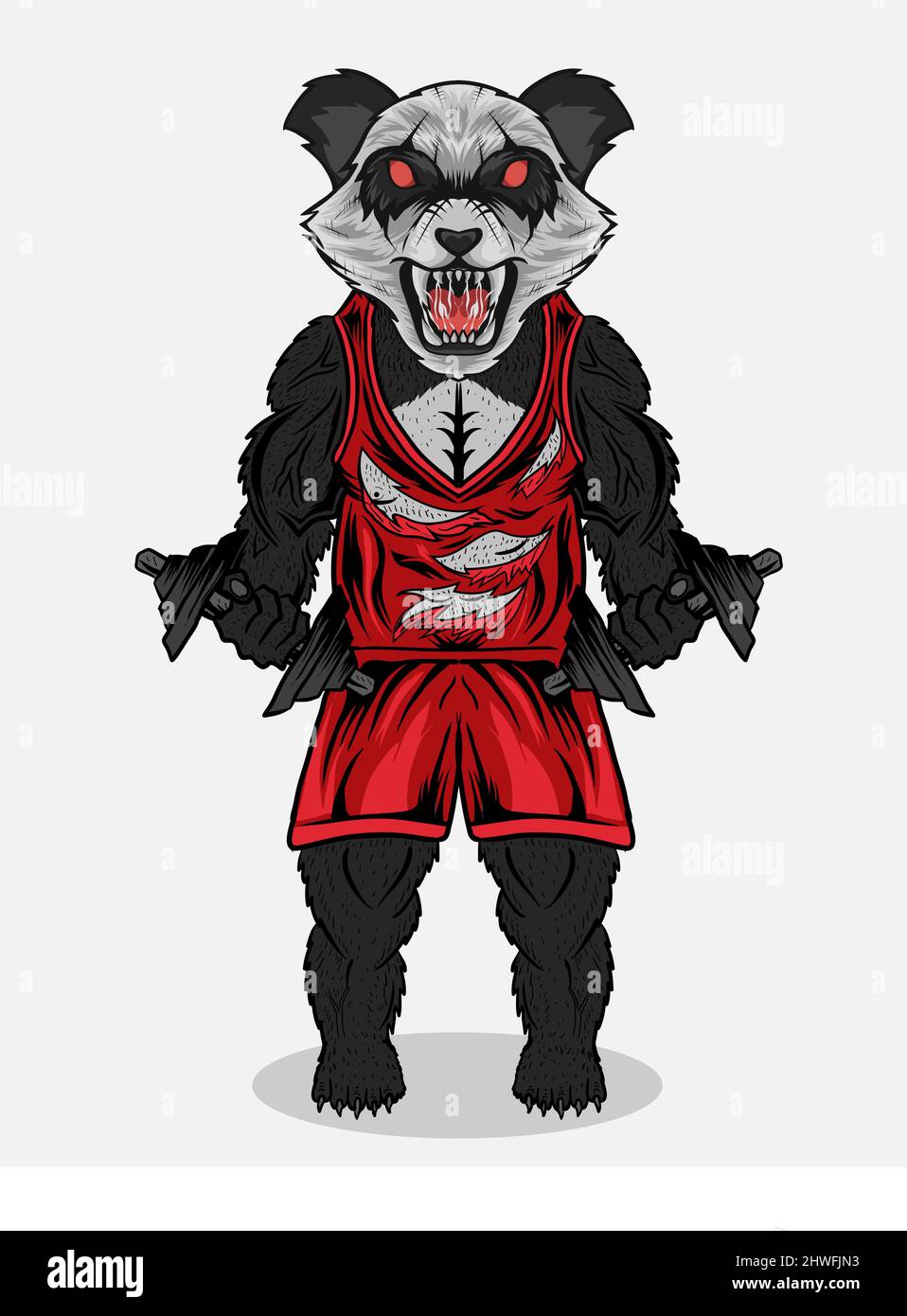 illustration vector bodybuilder panda on white background Stock Vector ...