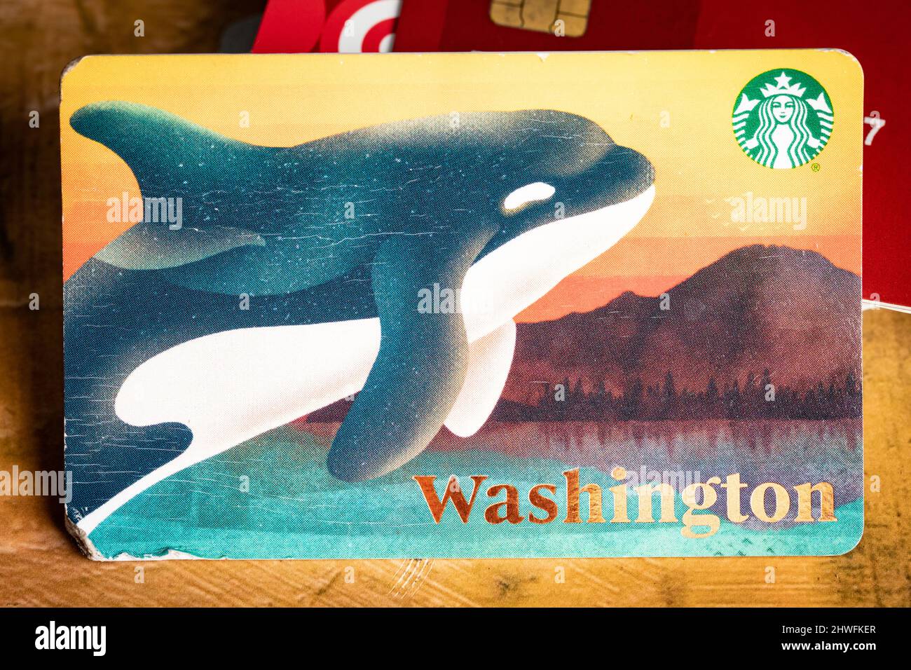 Everett, WA - USA: 03-02-2022: Washington State Orca on Starbucks Gift ...